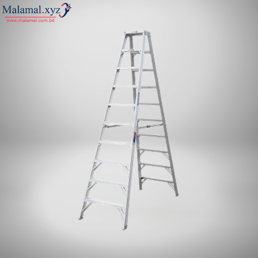 Double Sided Aluminum Ladder 10 Steps 7.5 Feet Heavy Duty Industrial ...
