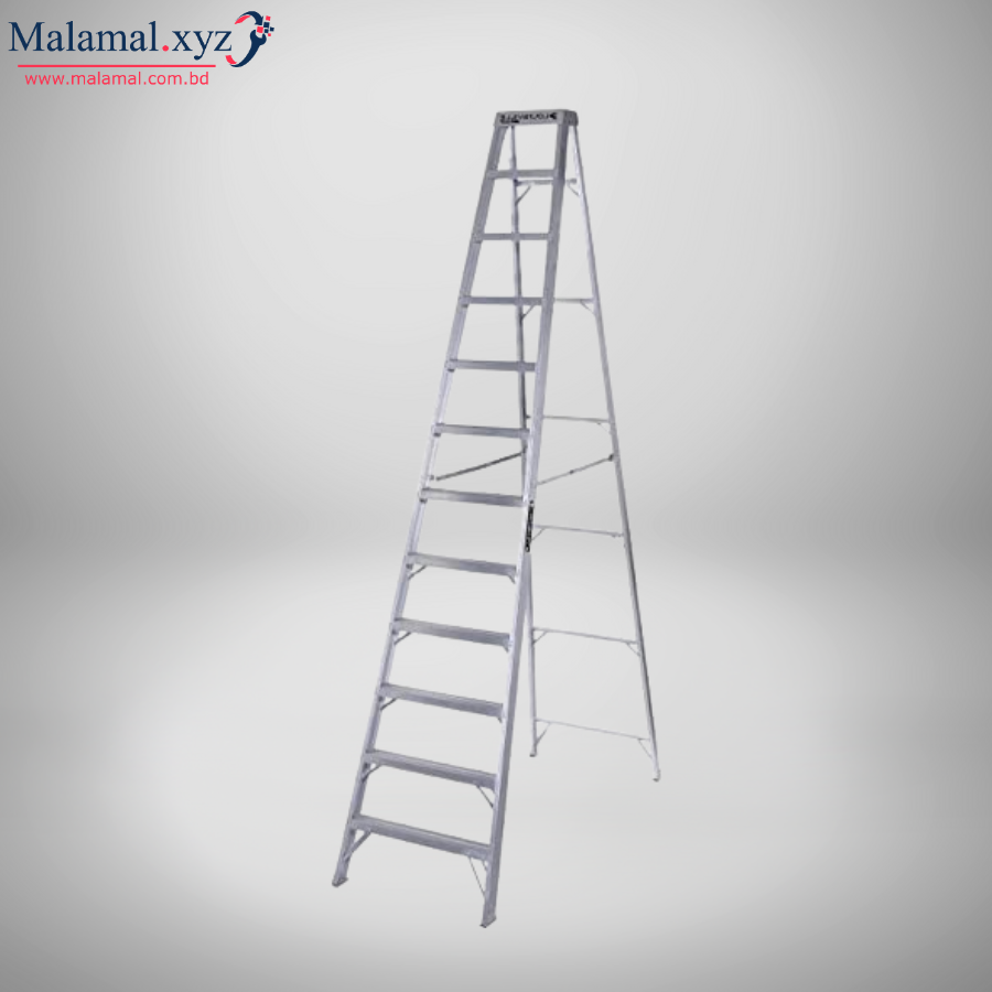 Double Sided Aluminum Ladder 14 Steps 11.5 Feet Light Industrial ...