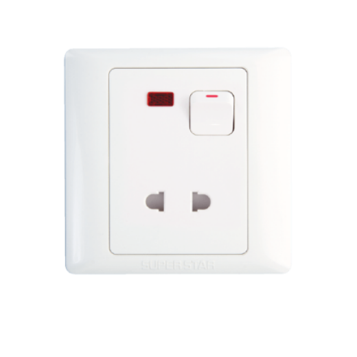 Two Pin Socket with Switch Neon - Malamal.com.bd