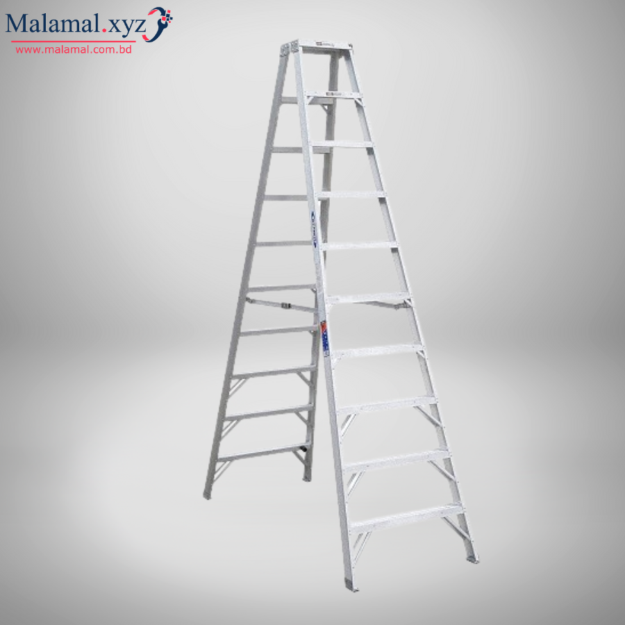 Double Sided Aluminum Ladder 20 Steps 15.5 Feet Light Industrial ...