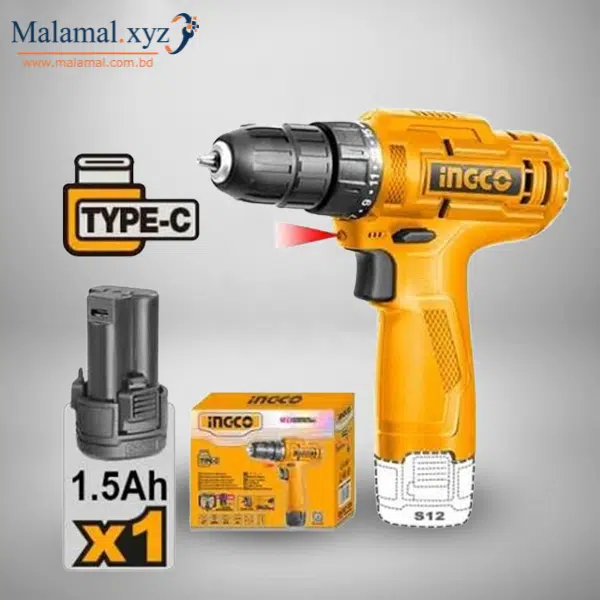 Li-Ion Cordless Drill 0.8-10mm - INGCO - CDLI12202 - Malamal.com.bd